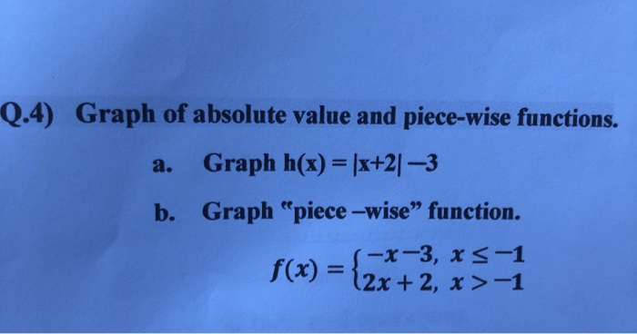 Solved Q.4) Graph of absolute value and piece-wise | Chegg.com
