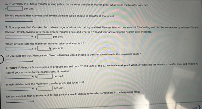 Solved Carreker, Inc., has a number of divisions, including | Chegg.com