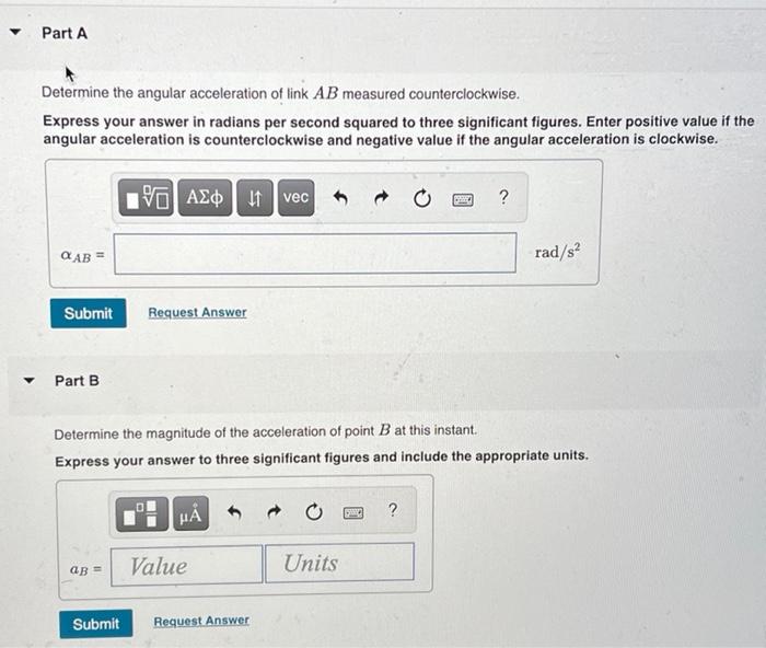 Solved At a given instant the slider block A is moving to | Chegg.com