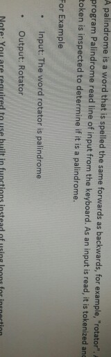 Solved palindrome program in java it inputs sentences and | Chegg.com