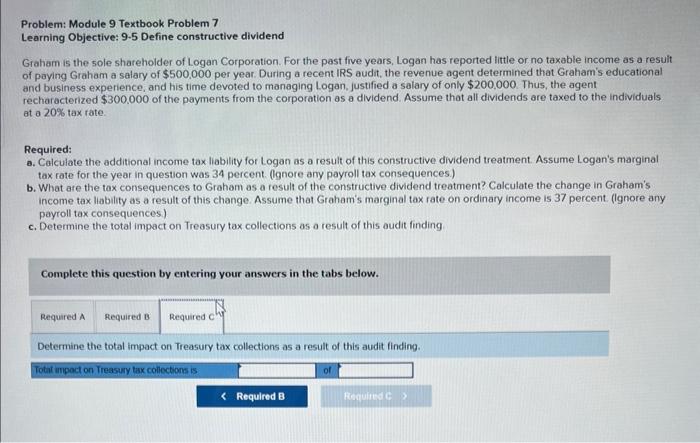 Problem: Module 9 Textbook Problem 7 Learning | Chegg.com