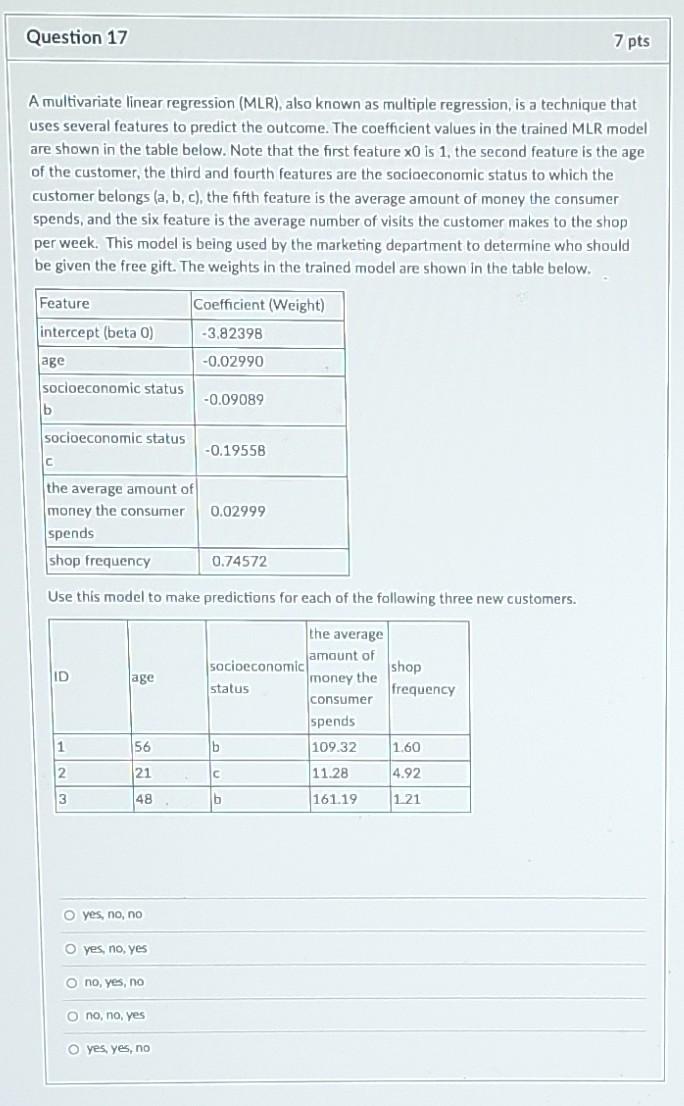 Solved A Multivariate Linear Regression Mlr Also Known As