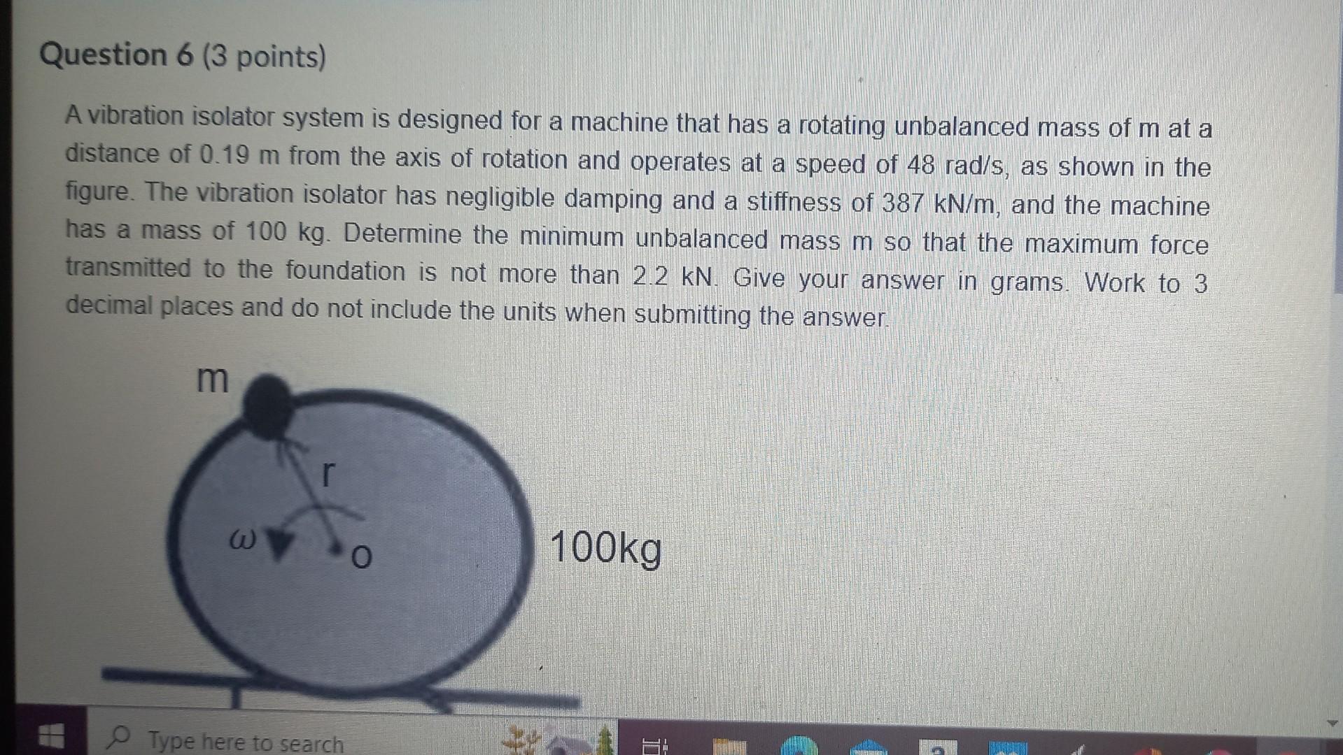 Solved A vibration isolator system is designed for a machine | Chegg.com