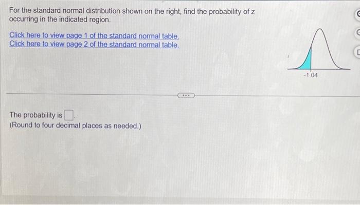 Solved For the standard normal distribution shown on the | Chegg.com