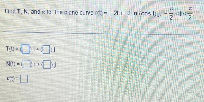 Solved Find T,N, and κ for the plane curve | Chegg.com