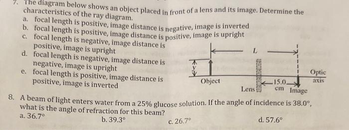 Solved 7. The diagram below shows an object placed in front | Chegg.com