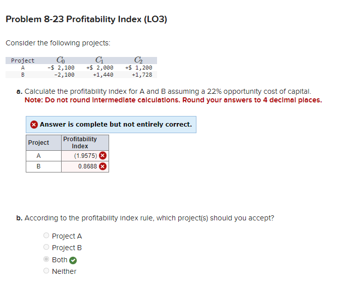 Solved Problem 8-23 ﻿Profitability Index (LO3)Consider the | Chegg.com