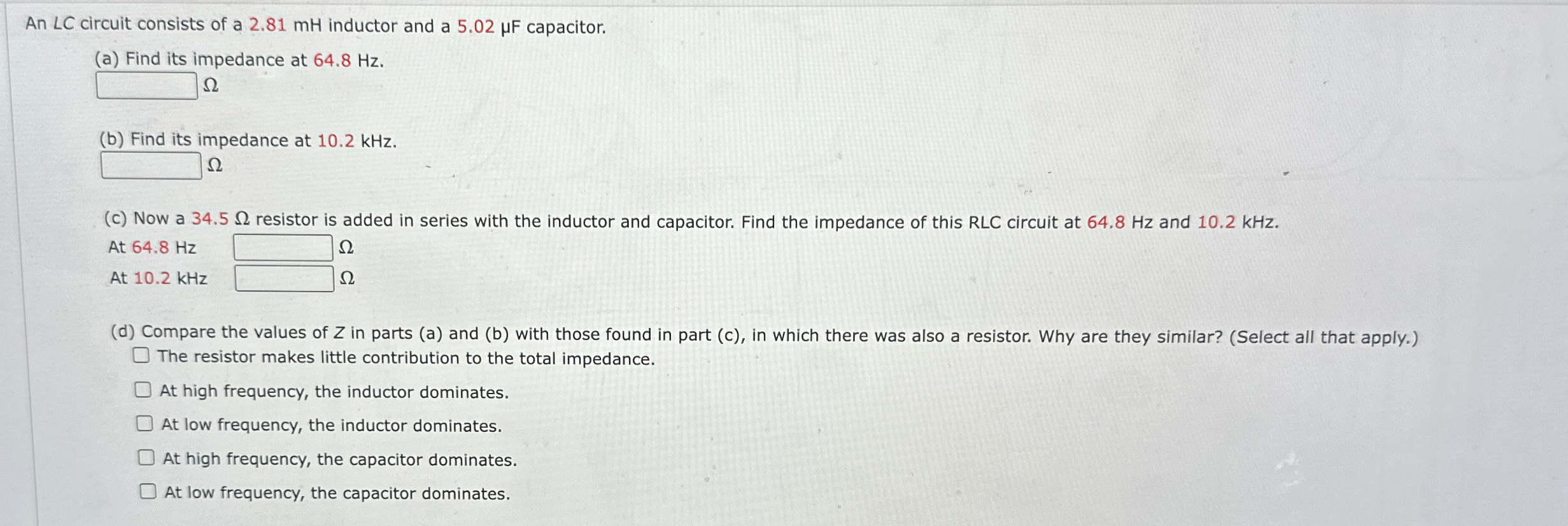 Solved An LC circuit consists of a 2.81mH ﻿inductor and a | Chegg.com
