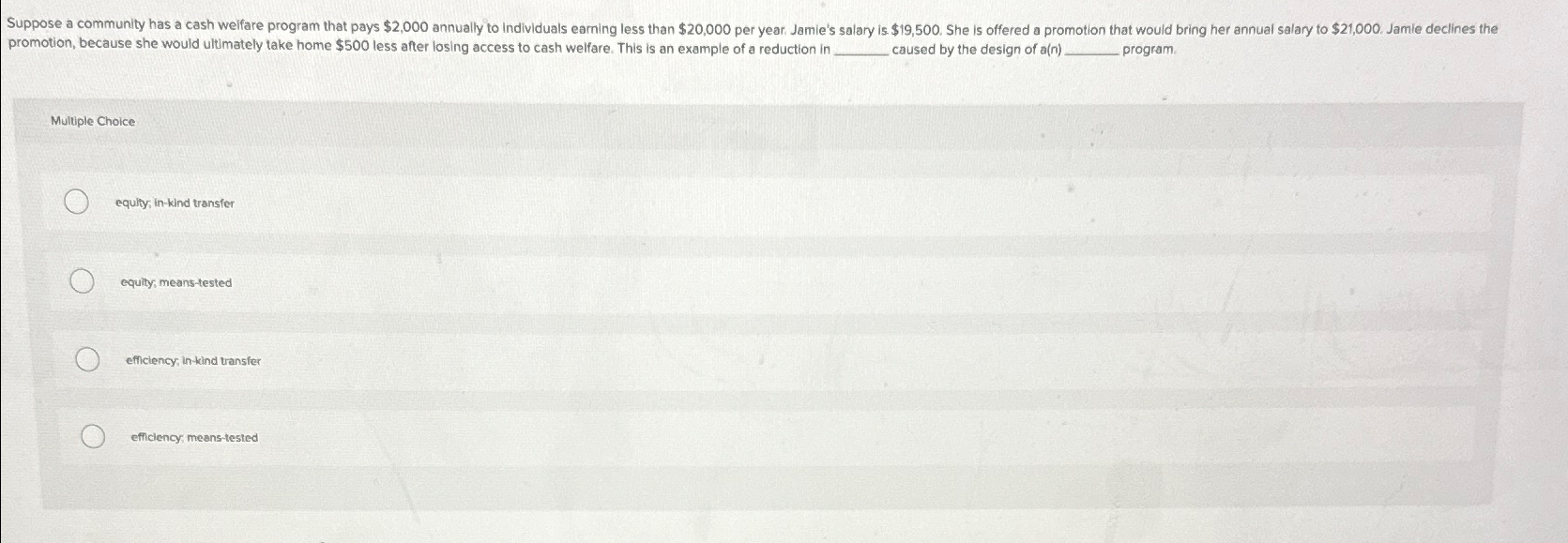 Solved promotion, because she would ultimately take home | Chegg.com