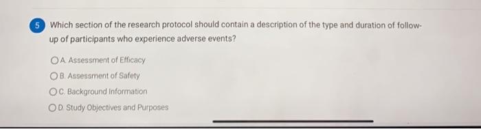 Solved Which section of the research protocol should contain | Chegg.com