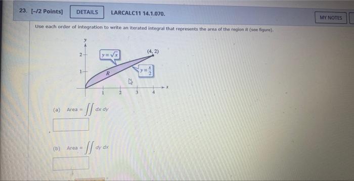 Solved Use each order of integration to write an iterated | Chegg.com