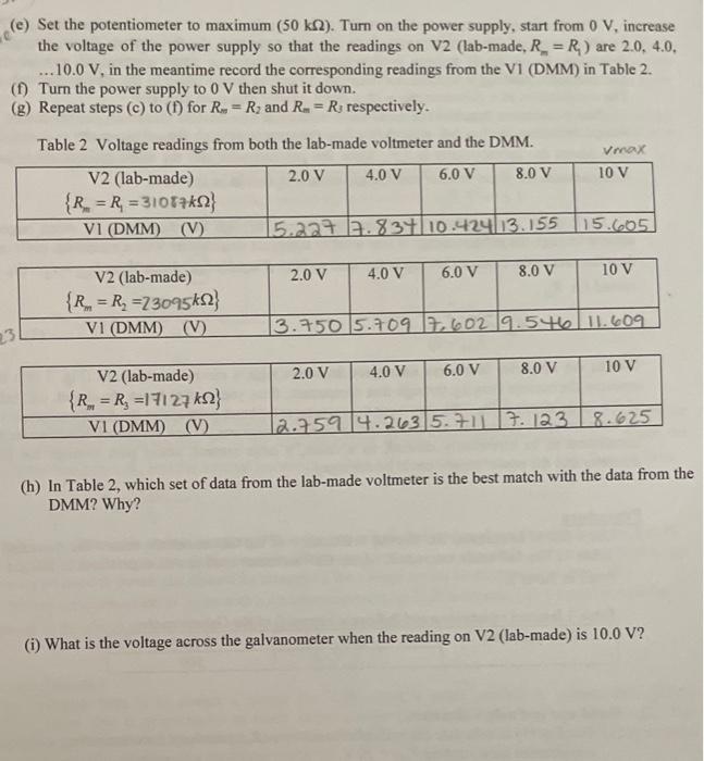 Solved (e) Set the potentiometer to maximum (50kΩ ). Turn on | Chegg.com