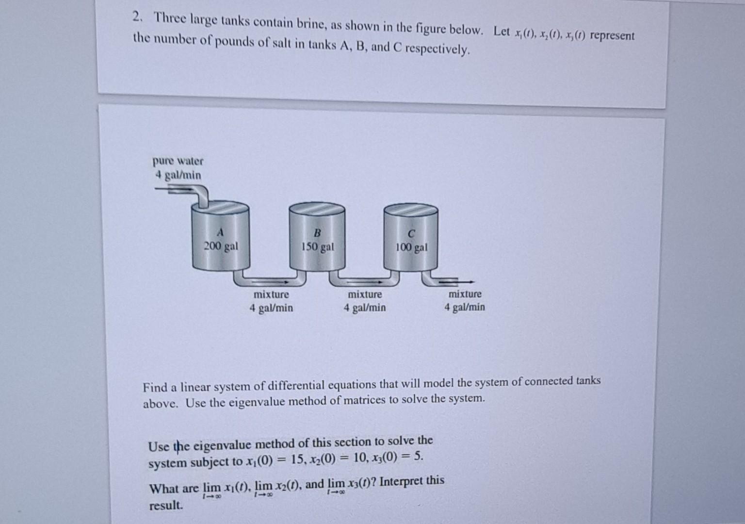 Solved 2. Three large tanks contain brine, as shown in the | Chegg.com