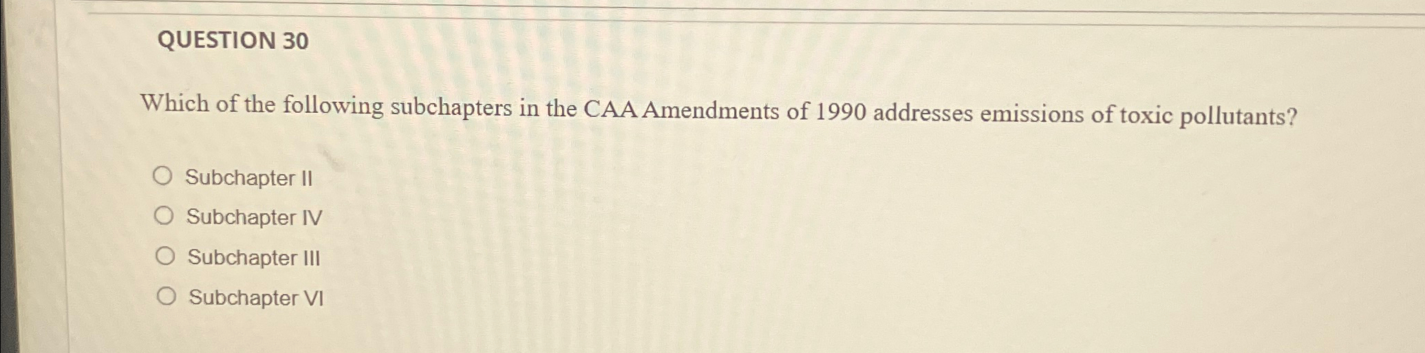 Solved QUESTION 30Which of the following subchapters in the | Chegg.com