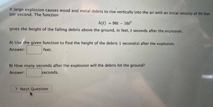 Solved A large explosion causes wood and metal debris to | Chegg.com