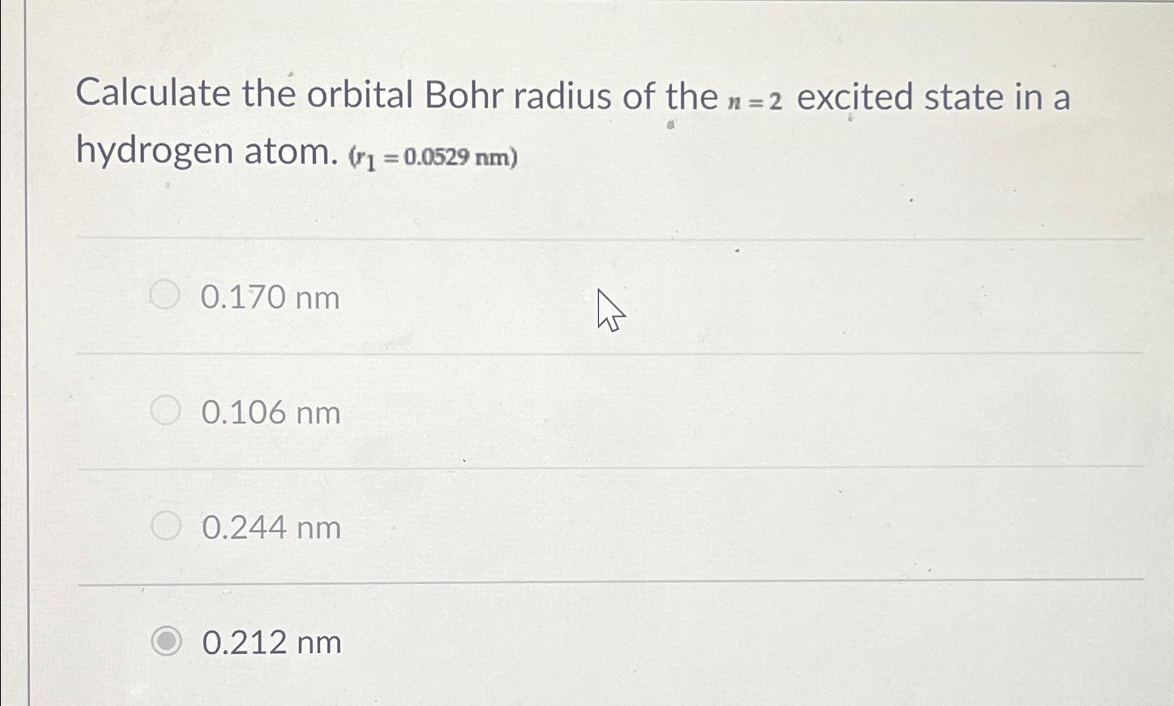 Solved Calculate the orbital Bohr radius of the n=2 ﻿excited | Chegg.com