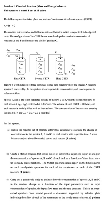 Solved Problem 1. Chemical Reactors (Mass and Energy | Chegg.com