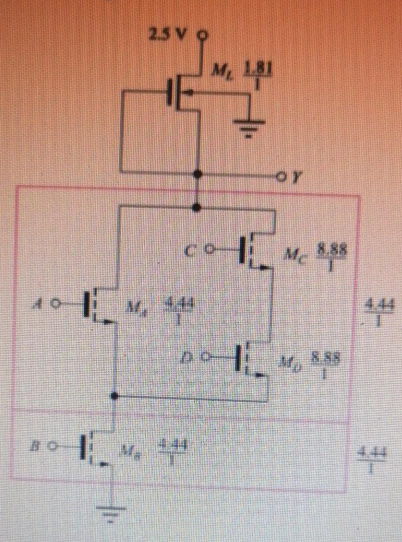 Solved a) Scale the transistor sizes in the below figure to | Chegg.com