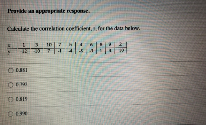 Solved Provide an appropriate response . Calculate the | Chegg.com