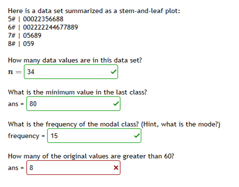 Solved Here is a data set summarized as a stem-and-leaf | Chegg.com