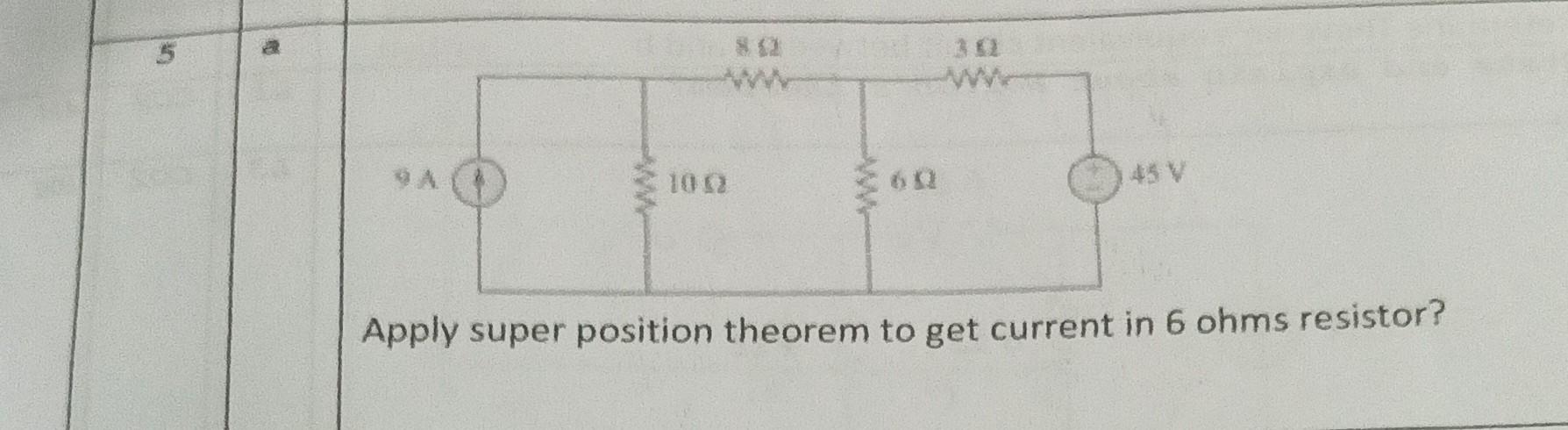 Solved Apply super position theorem to get current in 6 ohms | Chegg.com