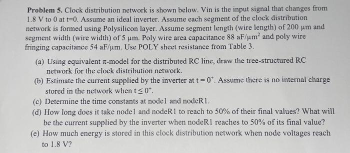 Solved Problem 5. Clock distribution network is shown below. | Chegg.com