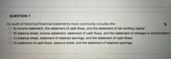 Solved An audit of historical financial statements most | Chegg.com