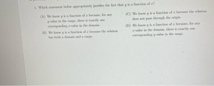 Solved 1. Which statement bclow appropriately justifies the | Chegg.com