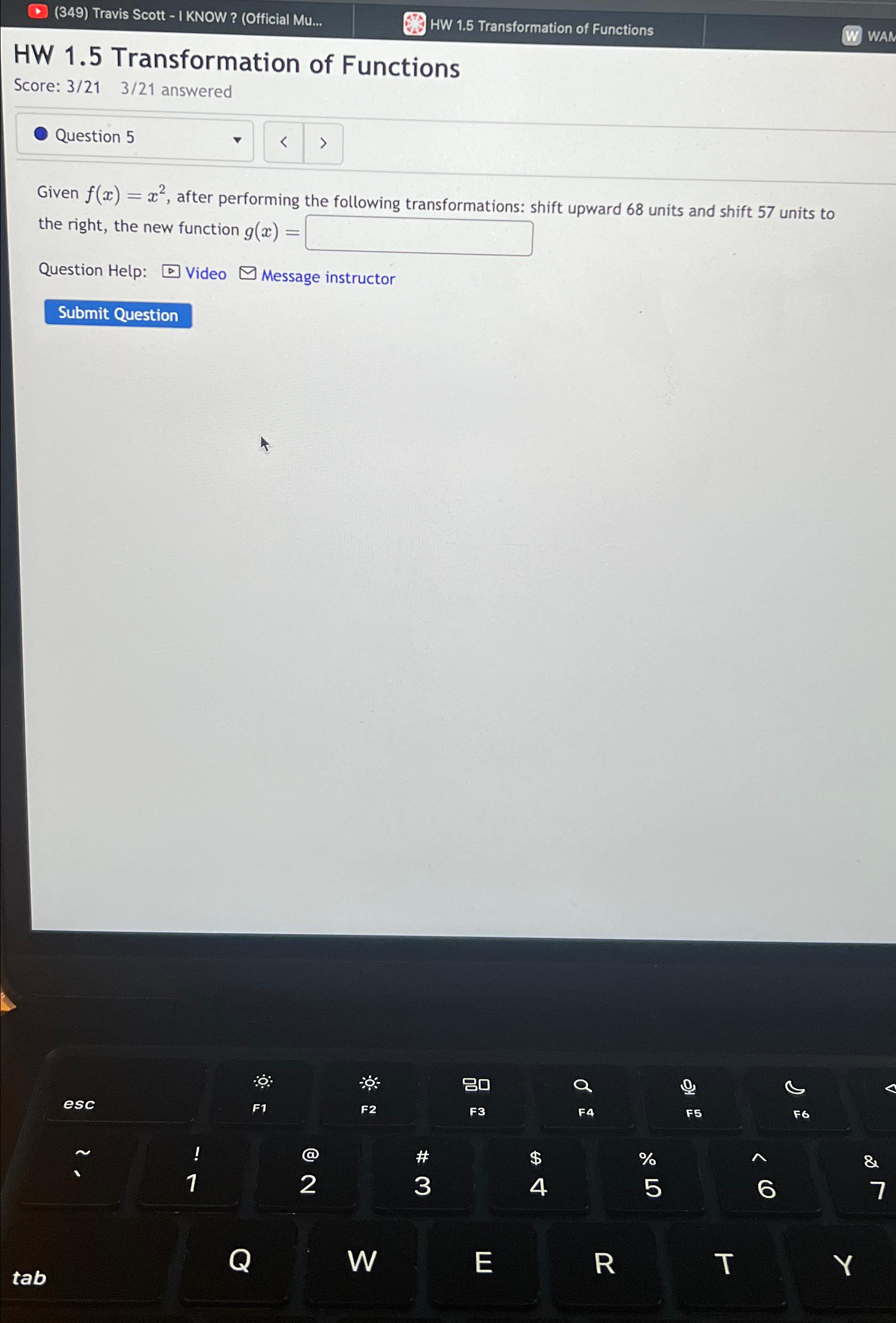 Solved HW 1.5 ﻿Transformation of FunctionsScore: 321,321 | Chegg.com