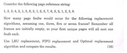 Solved Consider the following page reference string: 1, 2, | Chegg.com