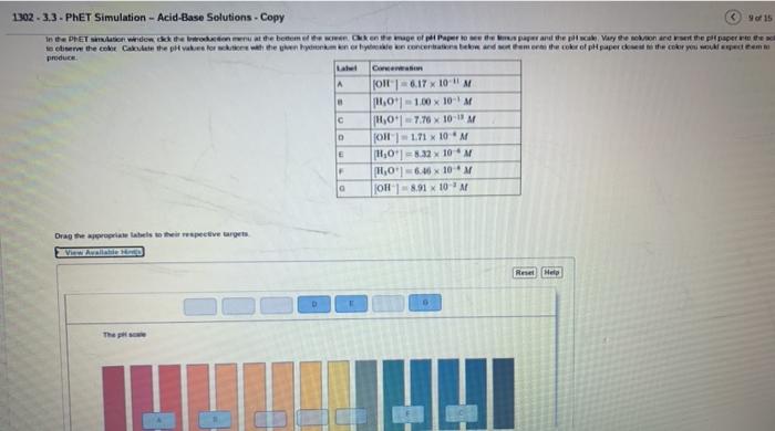 Solved 1302 - 33 - PHET Simulation - Acid-Base Solutions - | Chegg.com