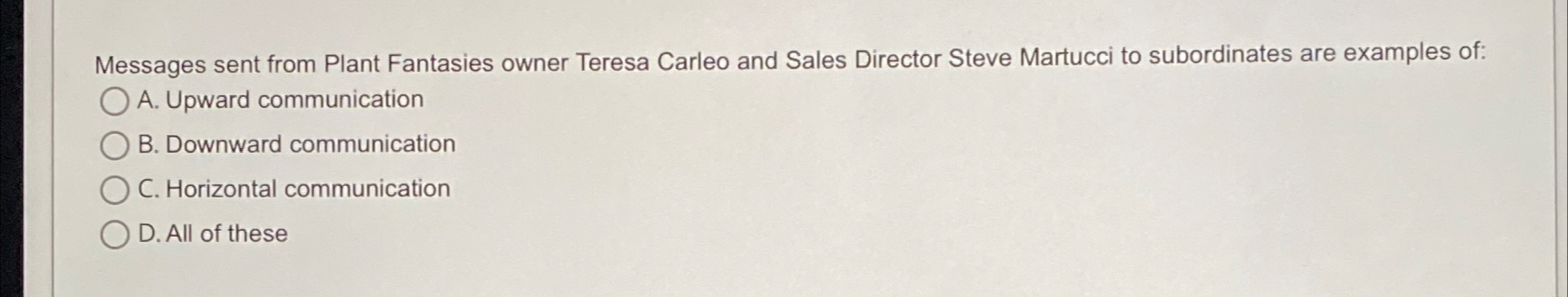 Solved Messages sent from Plant Fantasies owner Teresa | Chegg.com
