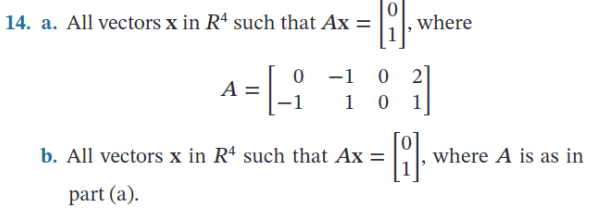 Solved a. ﻿All vectors x ﻿in R4 ﻿such that Ax=[01], | Chegg.com