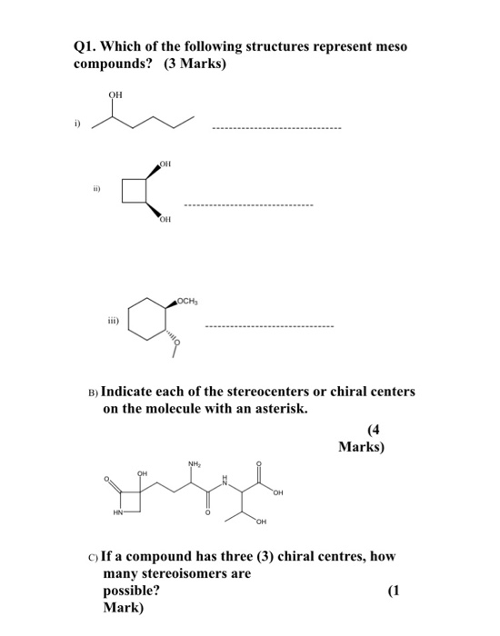 Solved Q1. Which of the following structures represent meso | Chegg.com