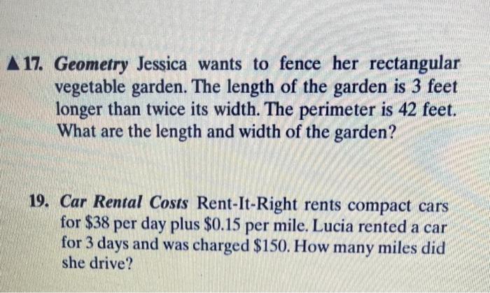 Solved 17. Geometry Jessica wants to fence her rectangular | Chegg.com