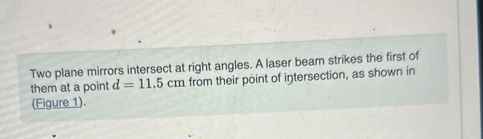Solved Two plane mirrors intersect at right angles. A laser | Chegg.com