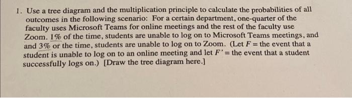 Solved 1. Use a tree diagram and the multiplication | Chegg.com