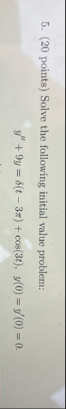 (20 ﻿points) ﻿Solve the following initial value | Chegg.com