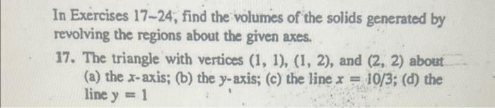 Solved In Exercises 17-24, find the volumes of the solids | Chegg.com