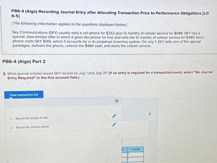 Solved PB6-4 (Algo) Recording Journal Entry after Allocating | Chegg.com