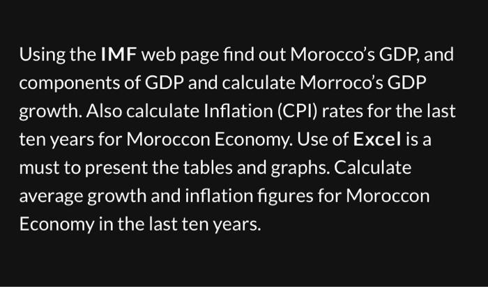 Solved Using the IMF web page find out Morocco's GDP, and | Chegg.com