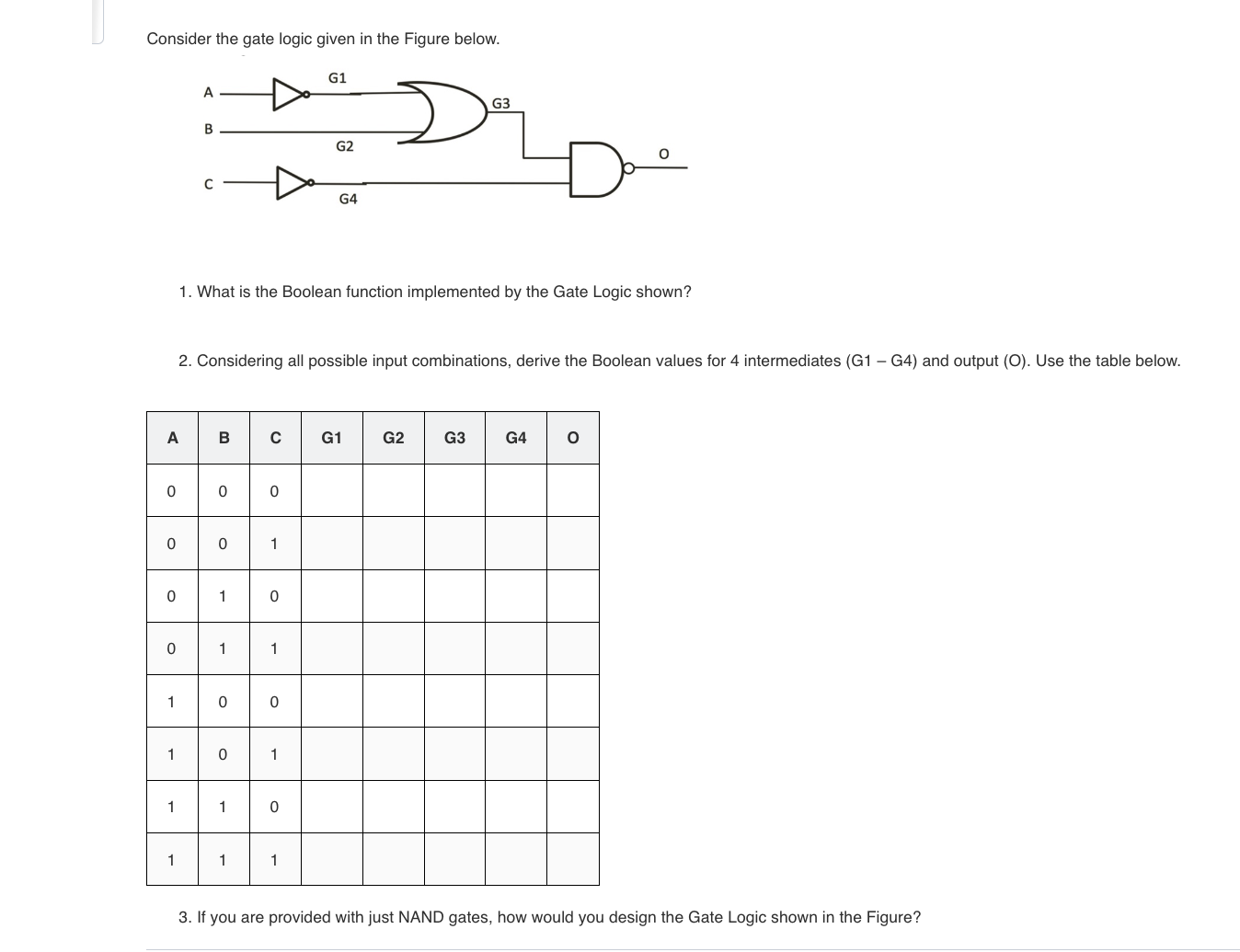 Solved q1 (image for question 1 )Consider the gate logic | Chegg.com