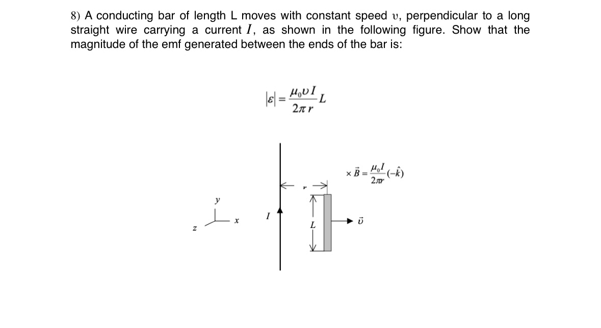 Solved A conducting bar of length L ﻿moves with constant | Chegg.com