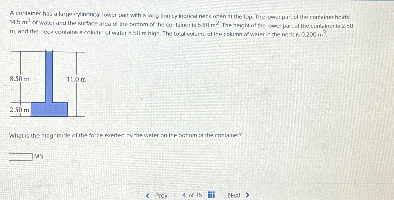 Solved A container has a large cylindrical lower part with a | Chegg.com