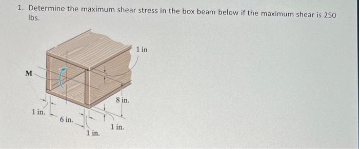 Solved 1. Determine the maximum shear stress in the box beam | Chegg.com
