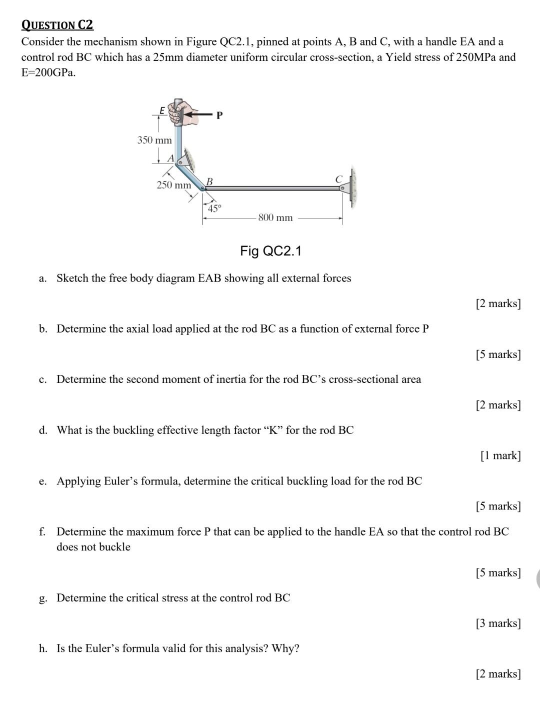 Solved QUESTION C2 Consider the mechanism shown in Figure | Chegg.com