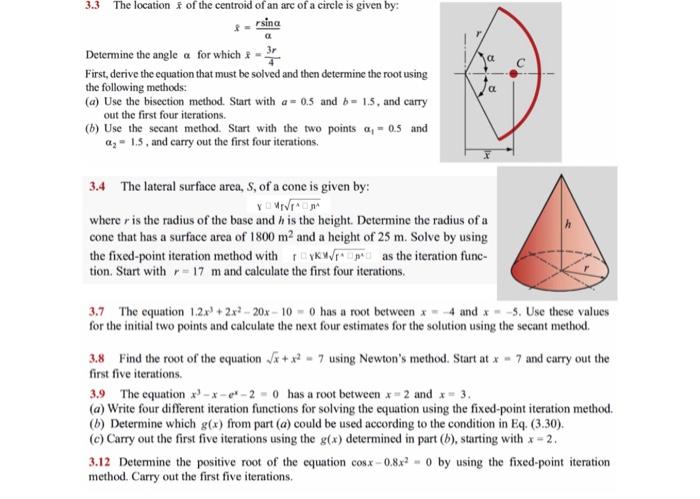 Solved 3.3 The location of the centroid of an arc of a | Chegg.com