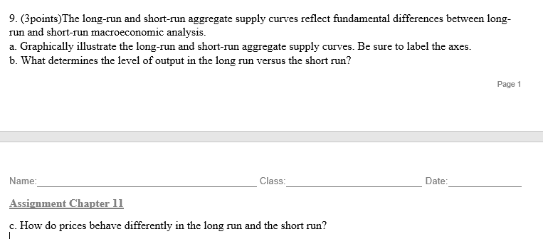 Solved (3points)The long-run and short-run aggregate supply | Chegg.com