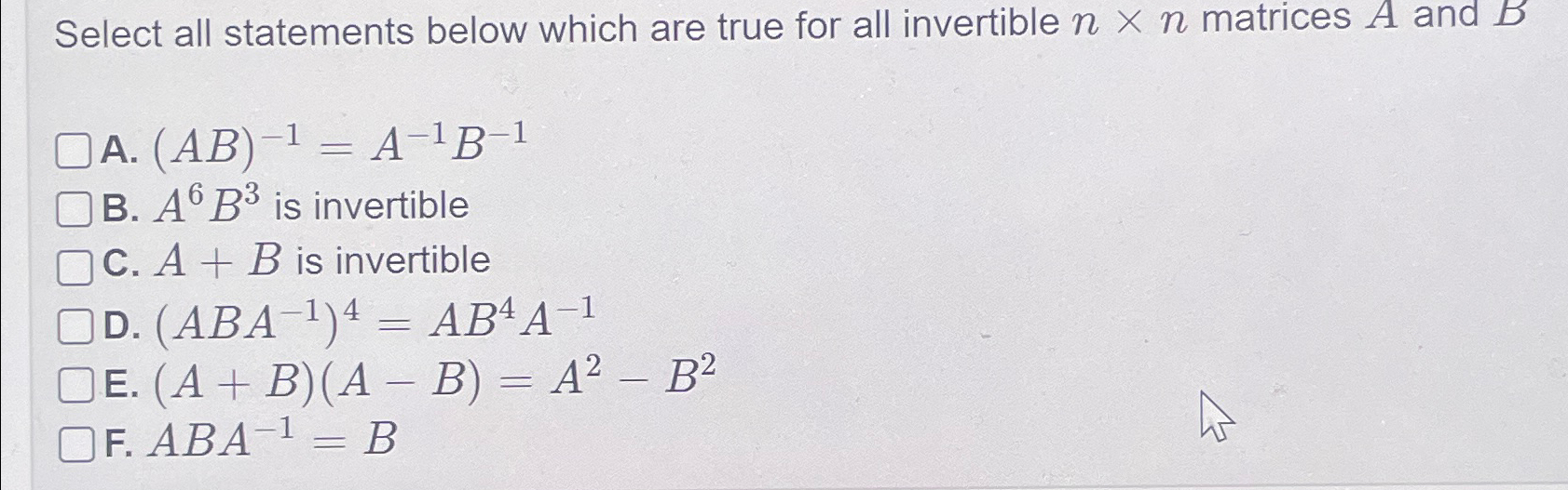 Solved Select all statements below which are true for all | Chegg.com