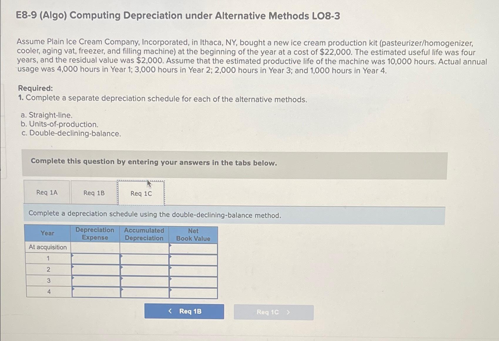 Solved E8-9 (Algo) ﻿Computing Depreciation under Alternative | Chegg.com
